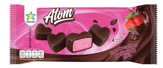 Kem viên Atom trái tim vị dâu tây